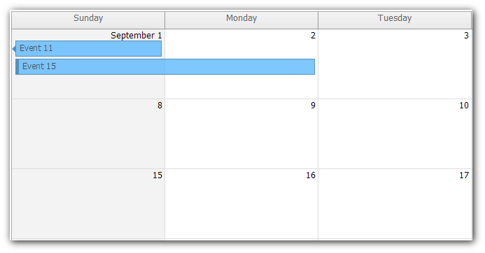 Continuous Events - Monthly Event Calendar | DayPilot Documentation - Scheduling for HTML5 ...