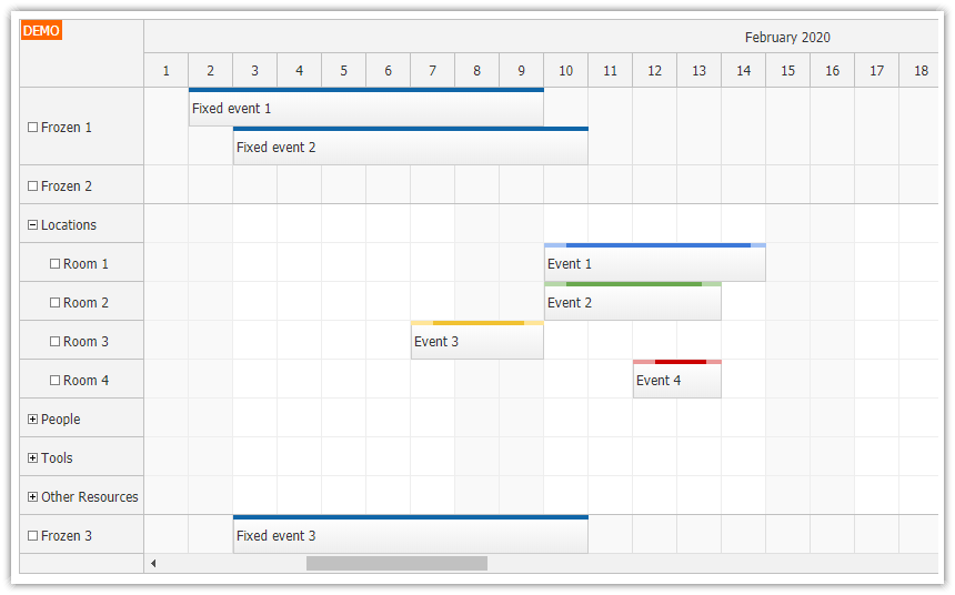 Frozen Sticky Rows Scheduler Daypilot Documentation Scheduling